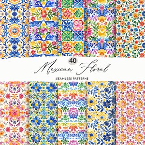 40 Seamless Mexican Talavera Patterns Cute Painted Mexican Patterns ...