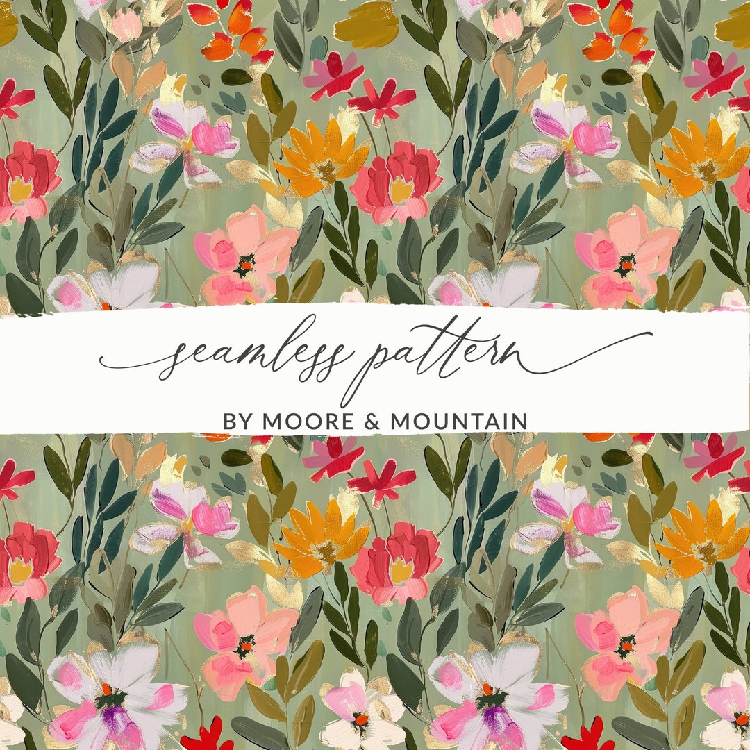 Sage Green Floral Pattern Acrylic Floral Abstract Seamless Pattern ...
