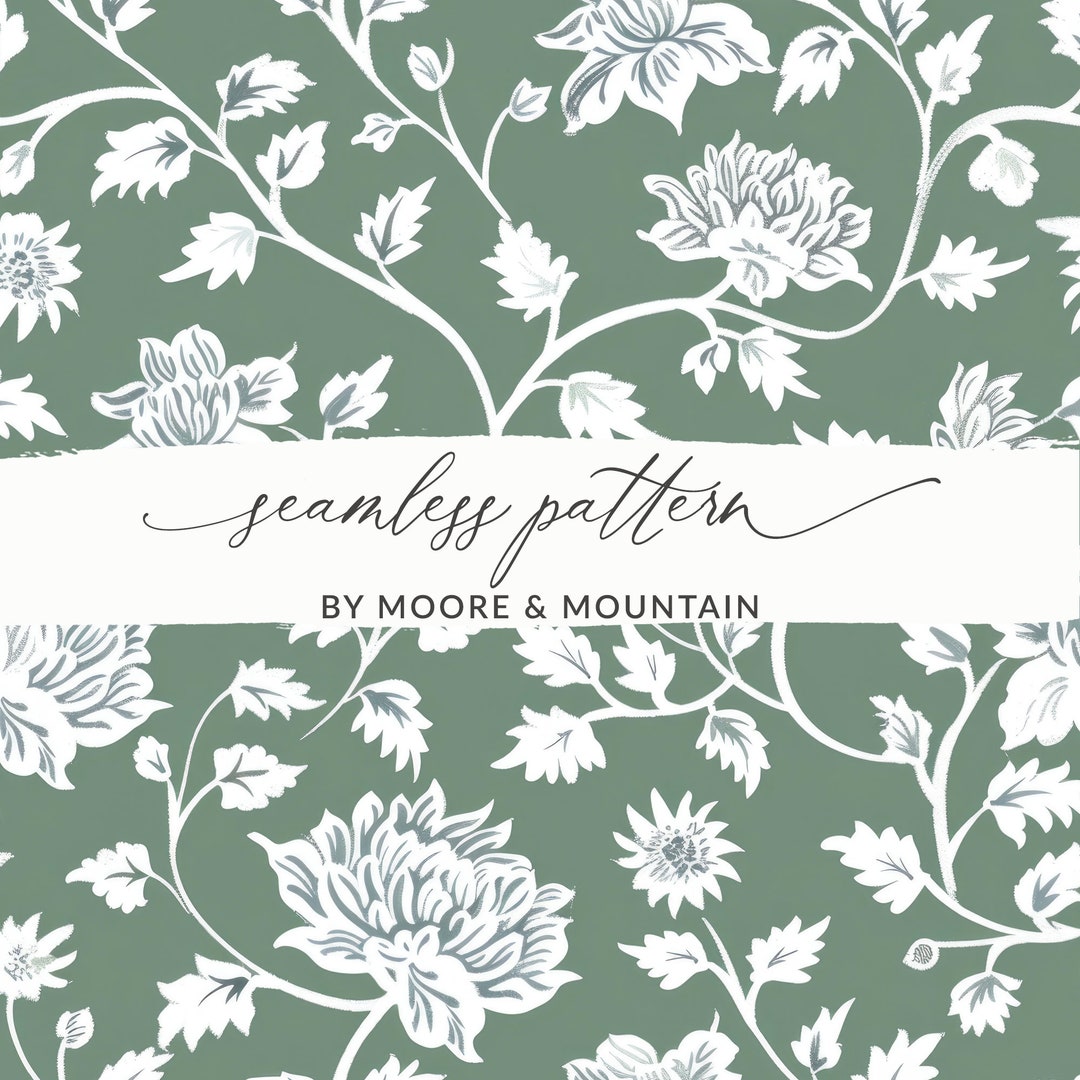 Seamless Sage Green Pattern, Green Chinoiserie Pattern, Green Chintz ...