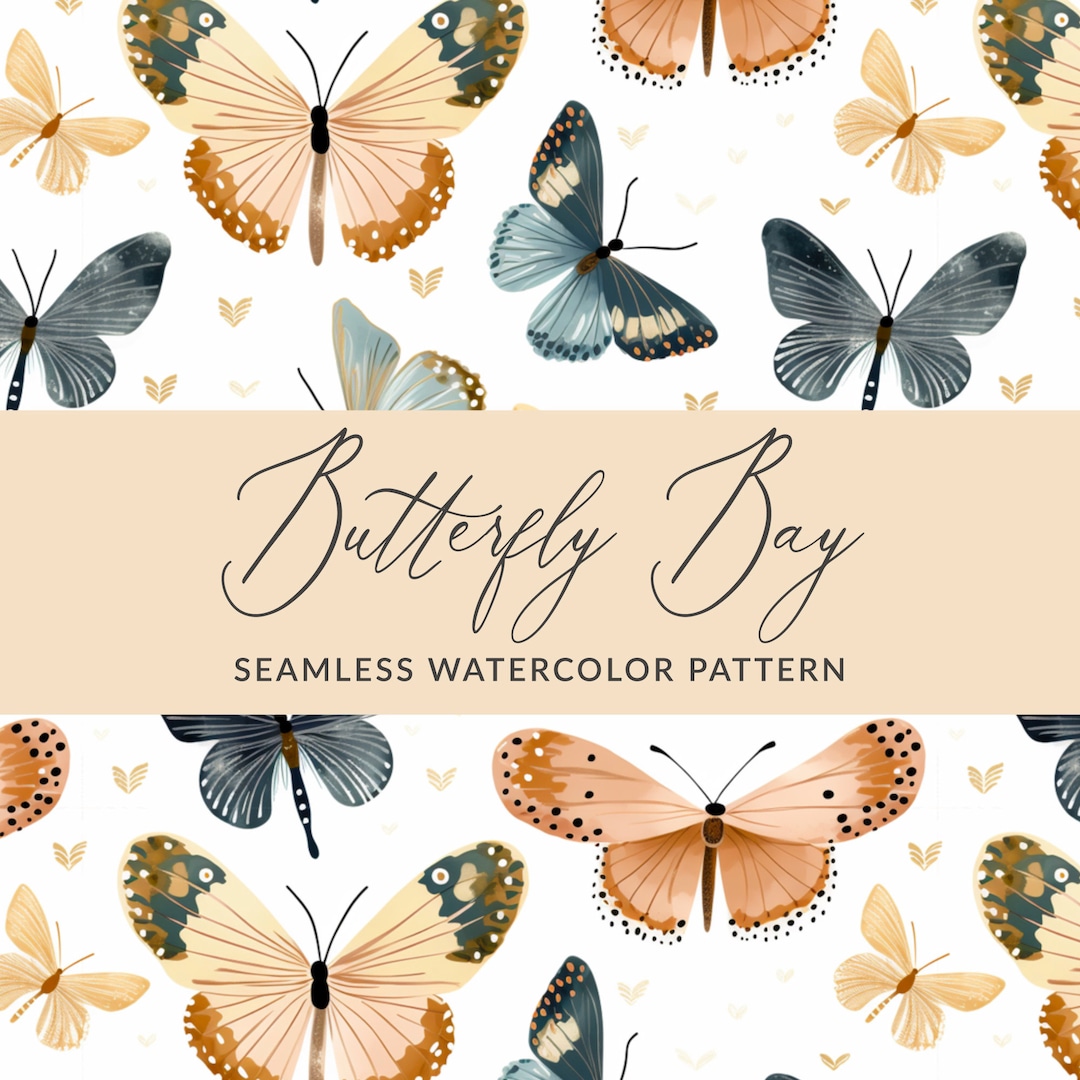 Boho Butterfly Background Pattern, Watercolor Butterfly Pattern ...