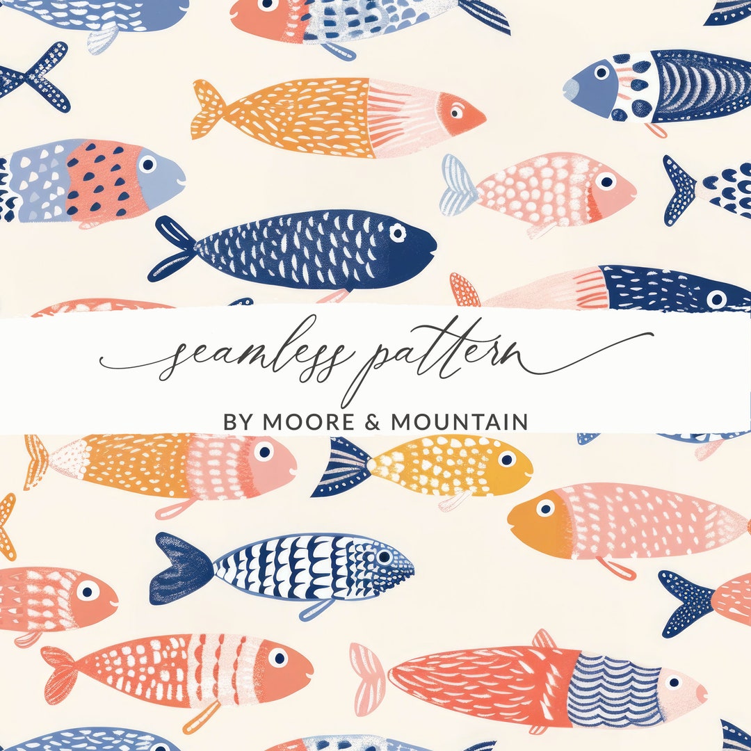 Seamless Cute Fish Pattern, Seamless Fishing Background Pattern ...