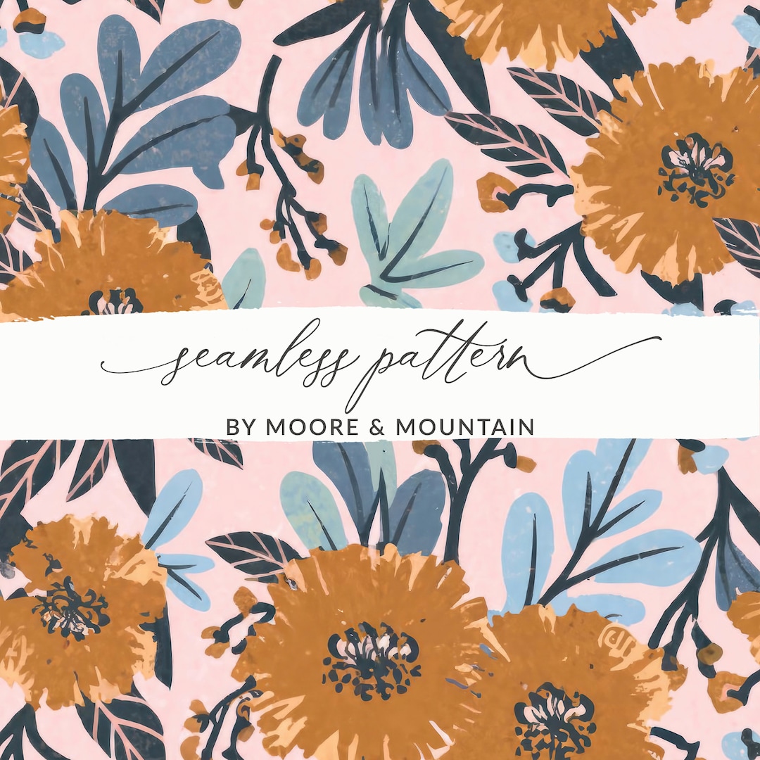 Boho Floral Background Pattern for Textile Design, Popular Boho Flowers ...