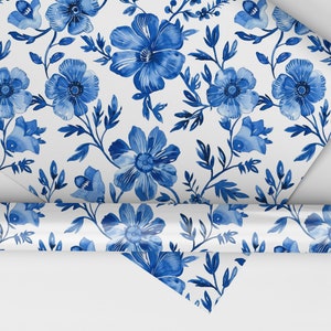 Dainty Blue Floral Seamless Blue Wedding Dainty Vine and Flowers ...