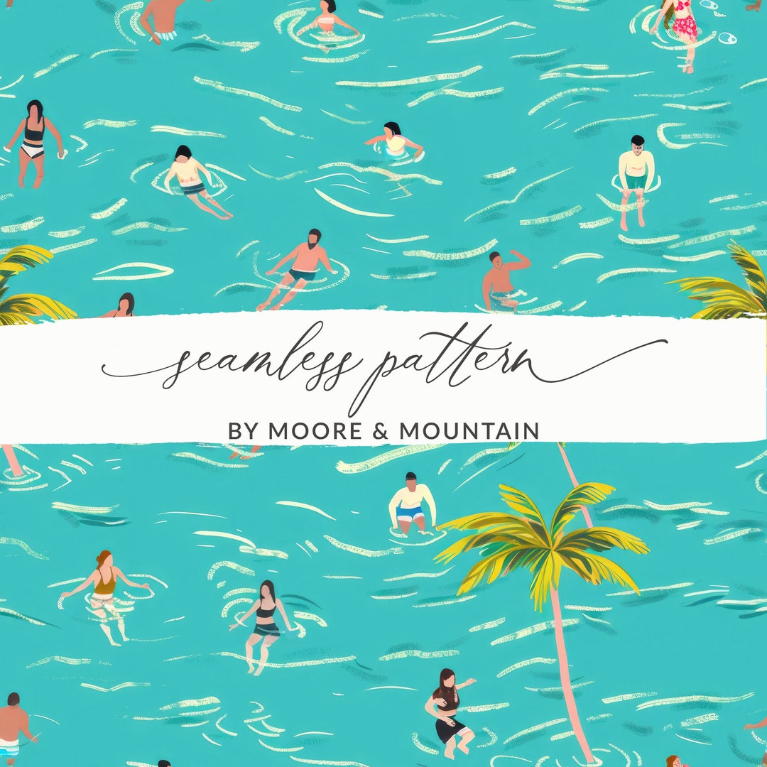 Swimming Background Summer Seamless Pattern Tropical Beachy Seamless ...