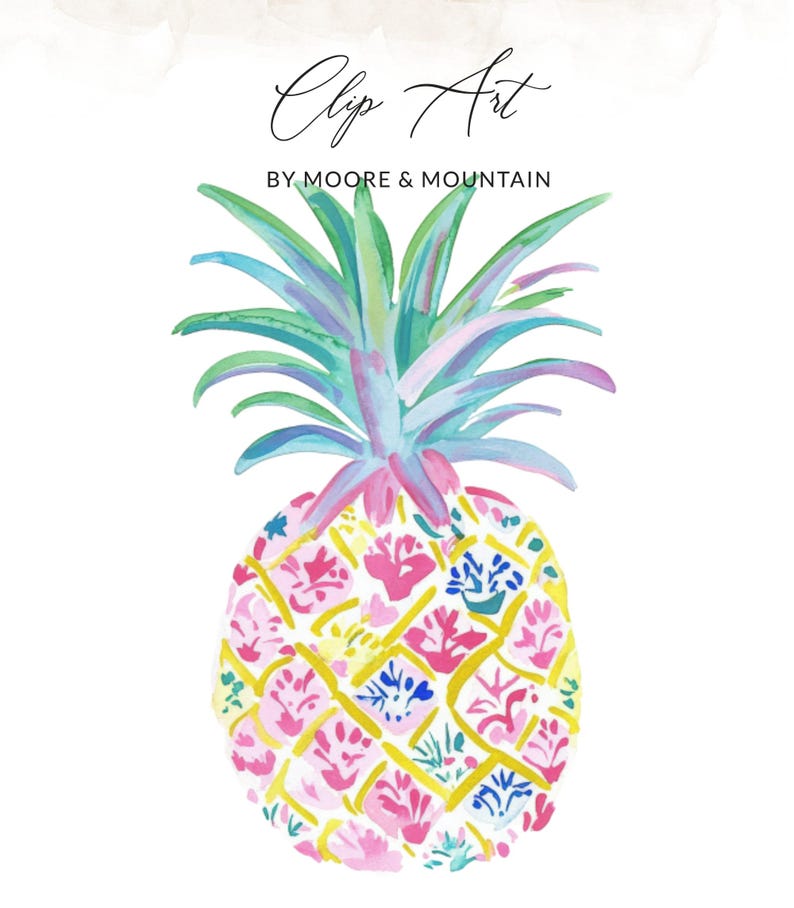 Preppy Pineapple Clipart Digital Download, Commercial Use PNG SVG ...