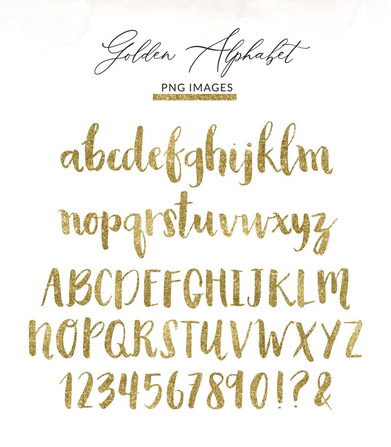 Gold Glitter Alphabet Clipart, Gold Glitter Alphabet PNG, Gold Letters ...