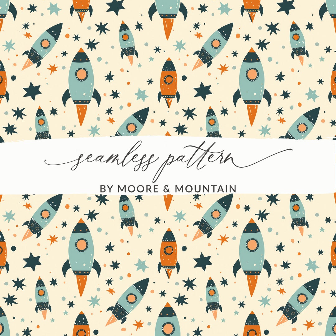 Rocket Digital Paper Pattern for Boys Sublimation Design File Rocket ...