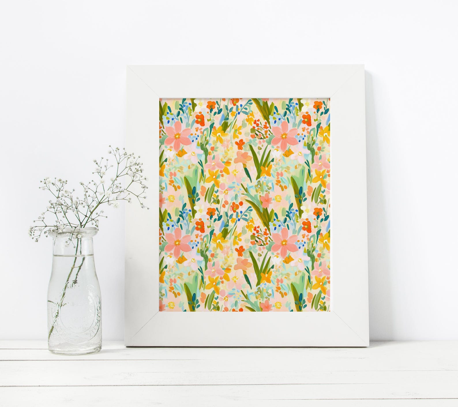 Spring Meadow Seamless Background Pattern Acrylic Floral Ditsy Spring ...