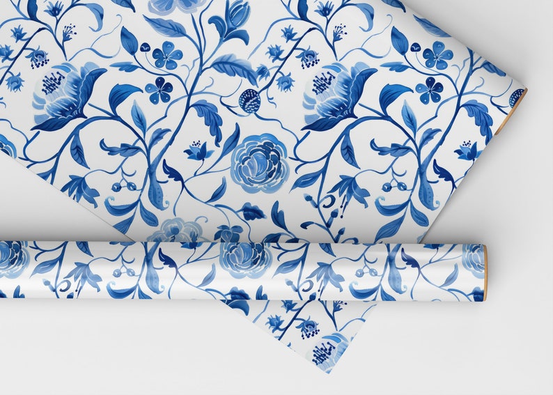 Elegant Painted Chinoiserie Seamless Background, Blue Chinese Flower ...