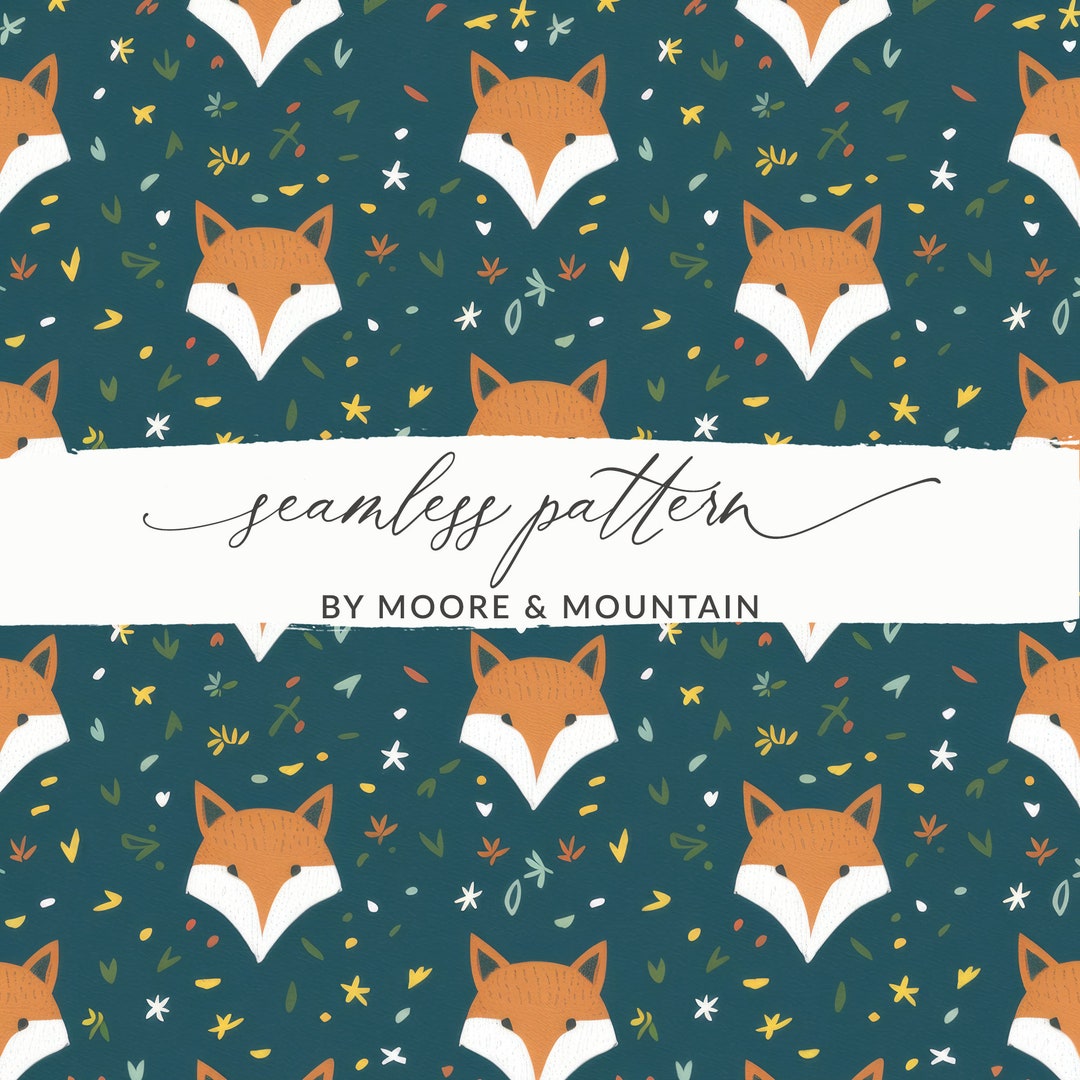 Seamless Fox Face Background, Fox Head Pattern, Seamless Fox Head ...