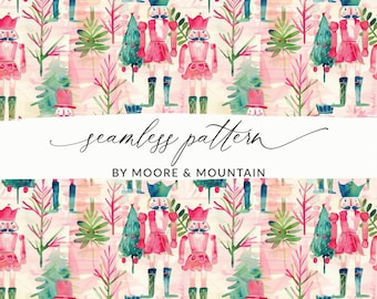 Christmas Nutcracker Seamless Christmas Pattern, Watercolor Holiday ...