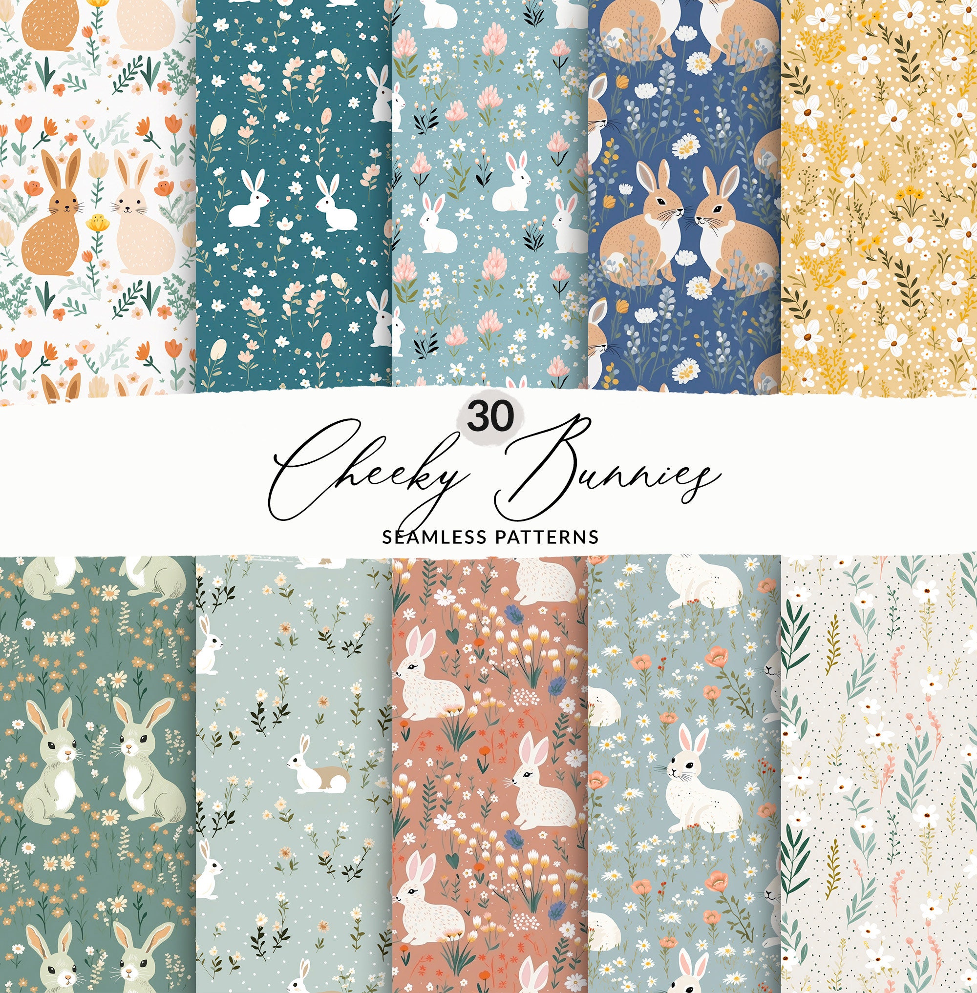 Seamless Bunny Patterns Digital Bunnies Seamless Backgrounds ...
