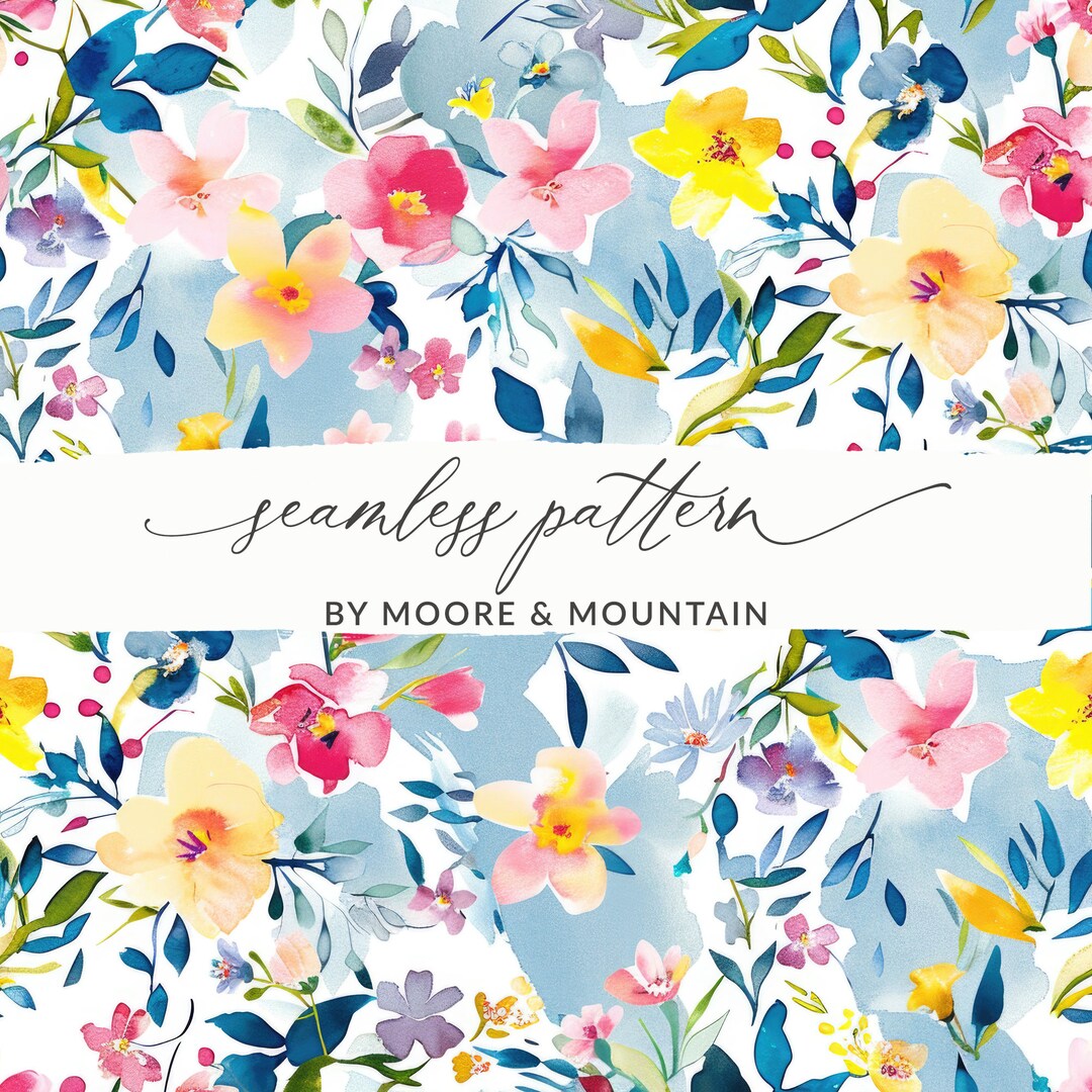 Summery Watercolor Floral Seamless Pattern, Seamless Watercolor Floral ...