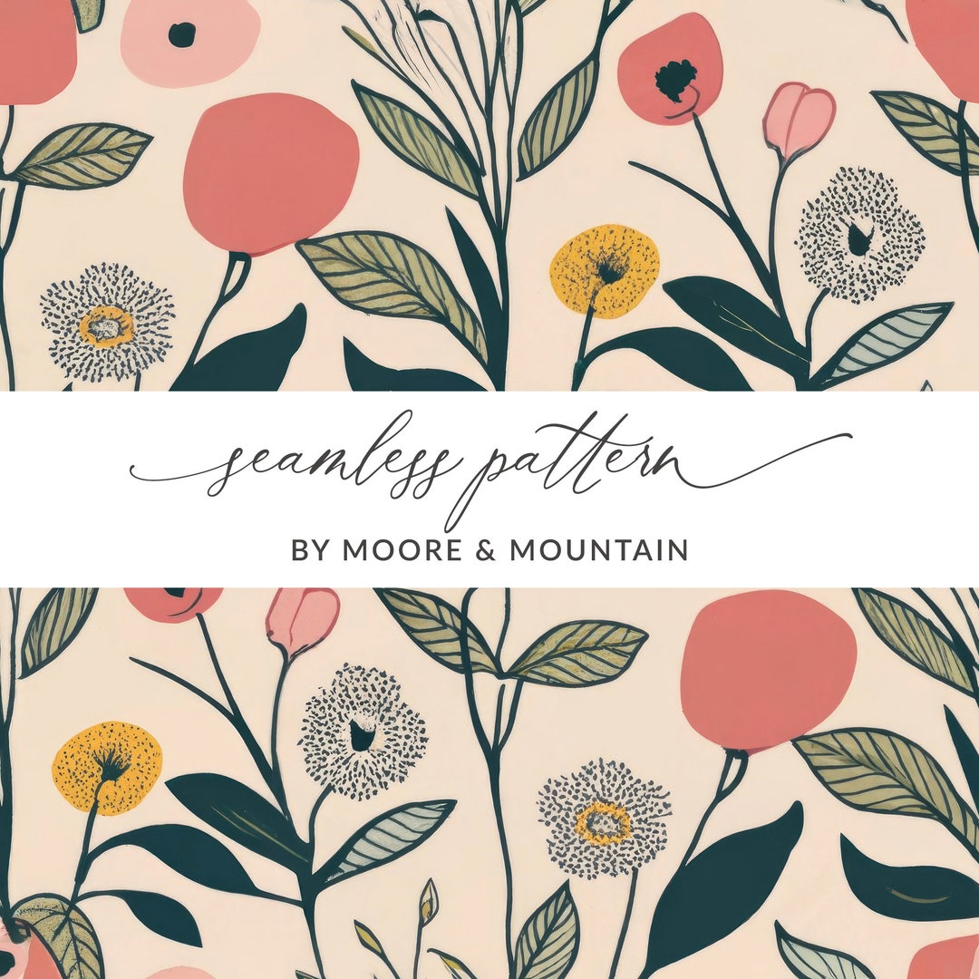Seamless Modern Floral Pattern, Cute Pink Modern Floral Pattern ...