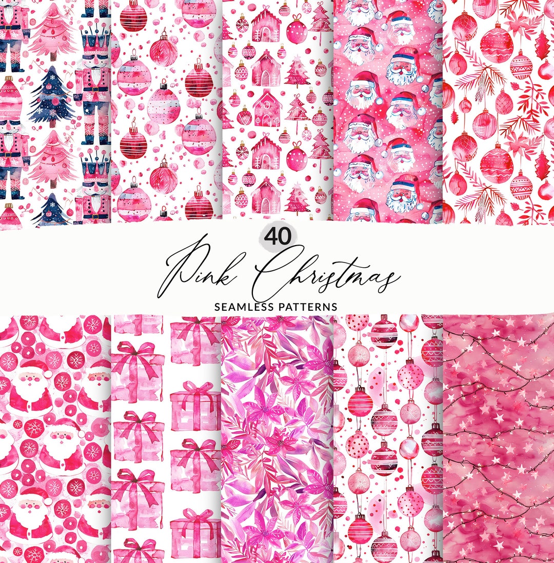 40 Pink Christmas Backgrounds Seamless Pink Christmas Patterns Pink ...