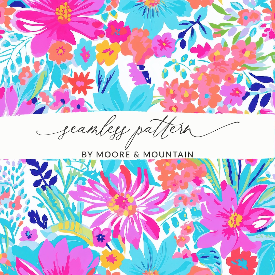 Neon Preppy Tropical Floral Pattern Neon Pink Flower Background Pattern ...