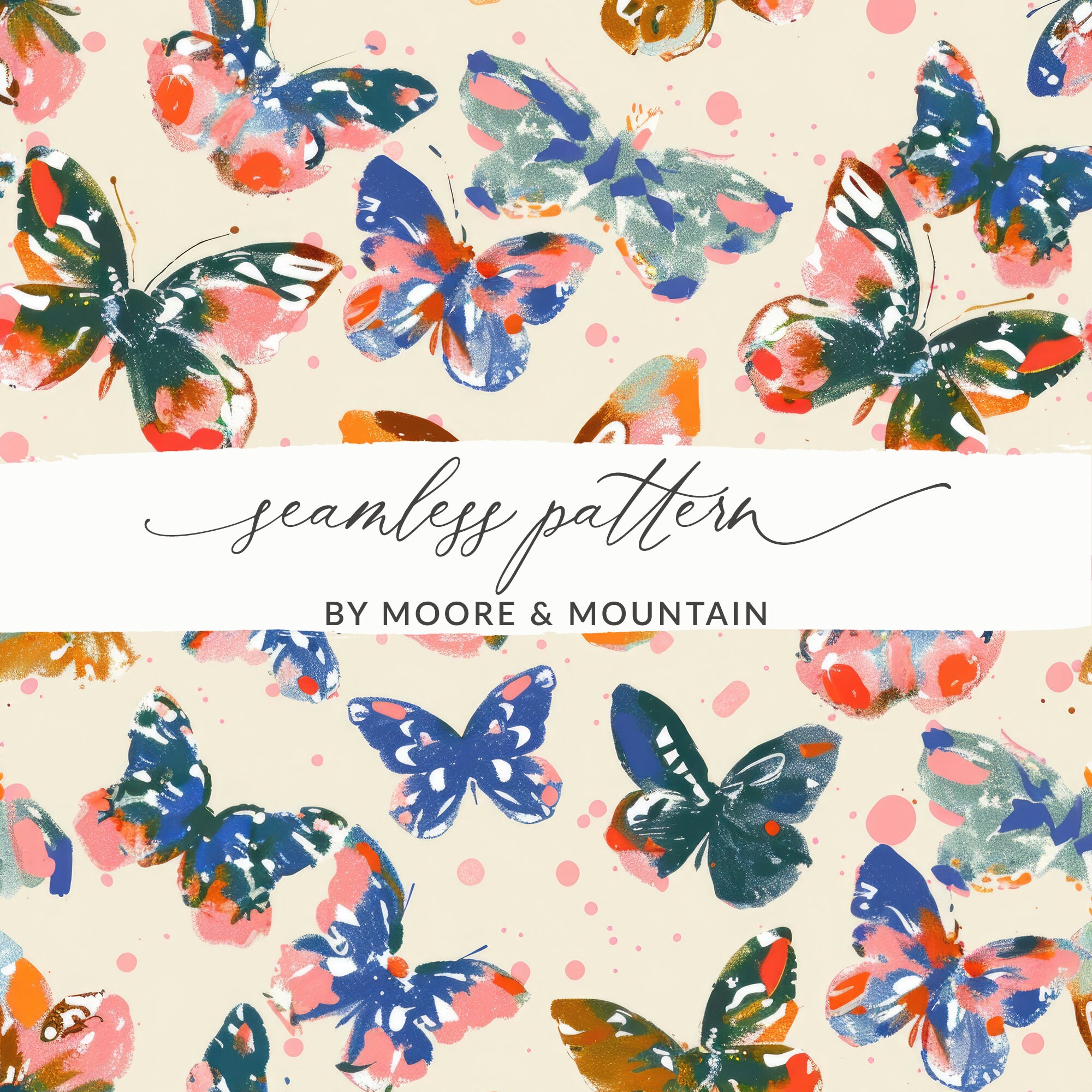 Distressed Butterflies Seamless Background, Painted Seamless ...
