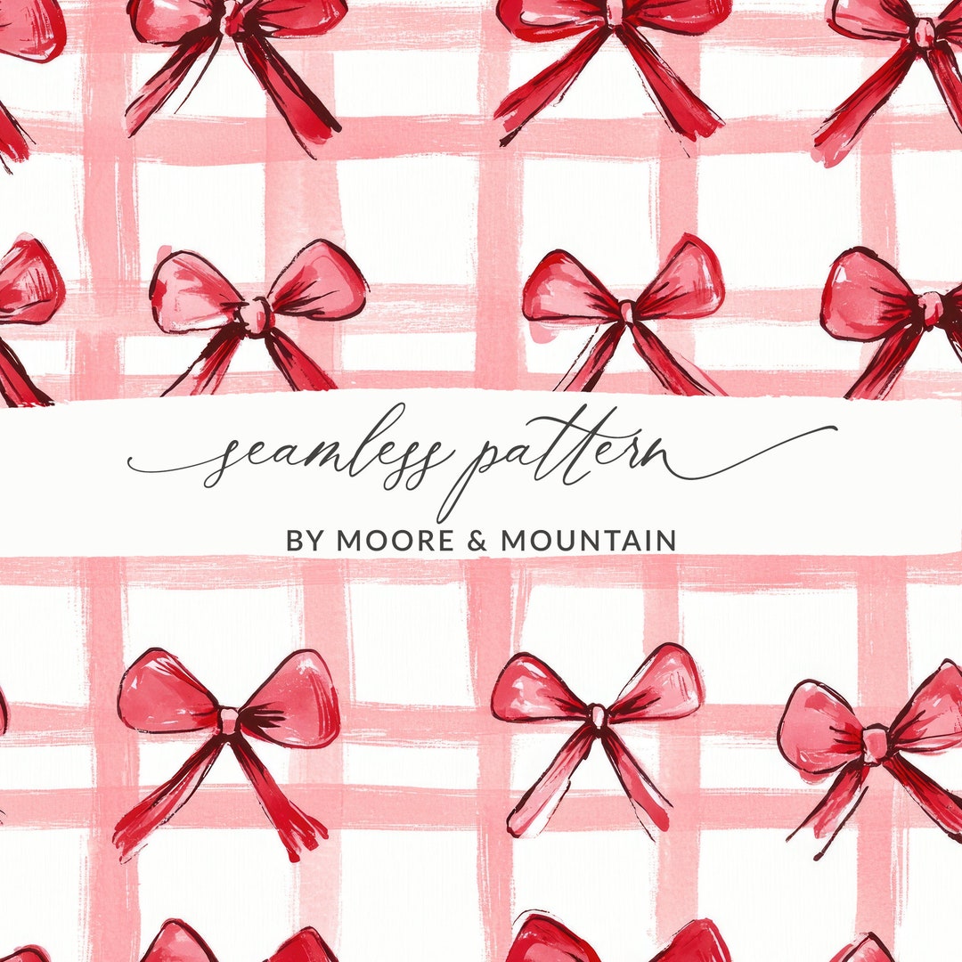 Red Christmas Bows Seamless Pattern PNG Coquette Christmas Background ...