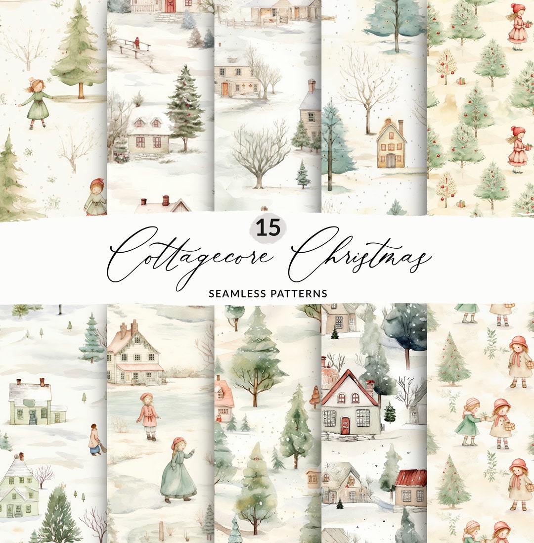 Seamless Cottagecore Christmas Patterns, Cottagecore Christmas ...