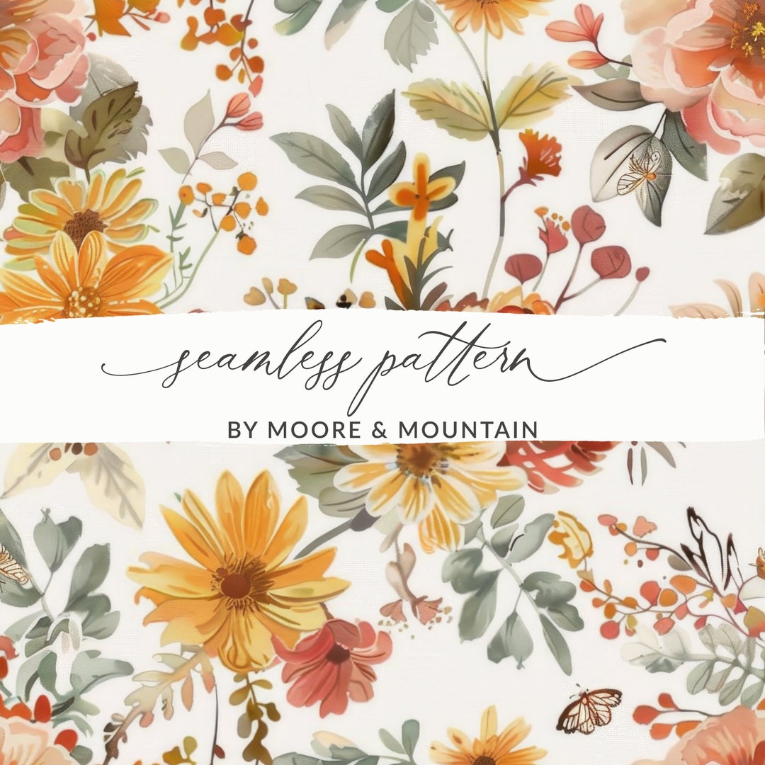 Fall Chinoiserie Floral Pattern Seamless Autumn Floral Background ...