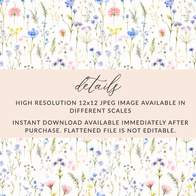 Watercolor Wildflowers Seamless Pattern, Watercolor Meadow Background ...