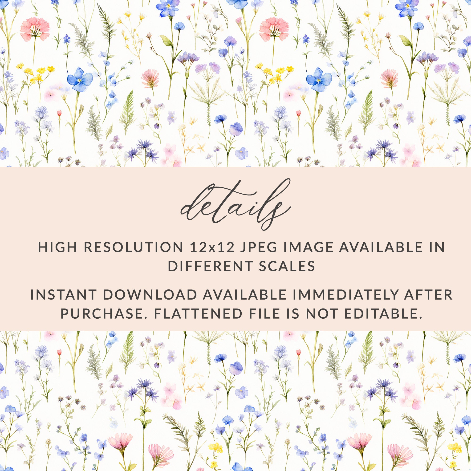 Watercolor Wildflowers Seamless Pattern, Watercolor Meadow Background ...