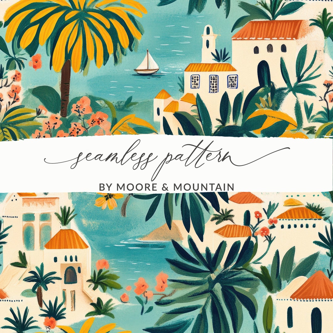 Positano Seamless Background Italian Beach Background Pattern, Italian ...