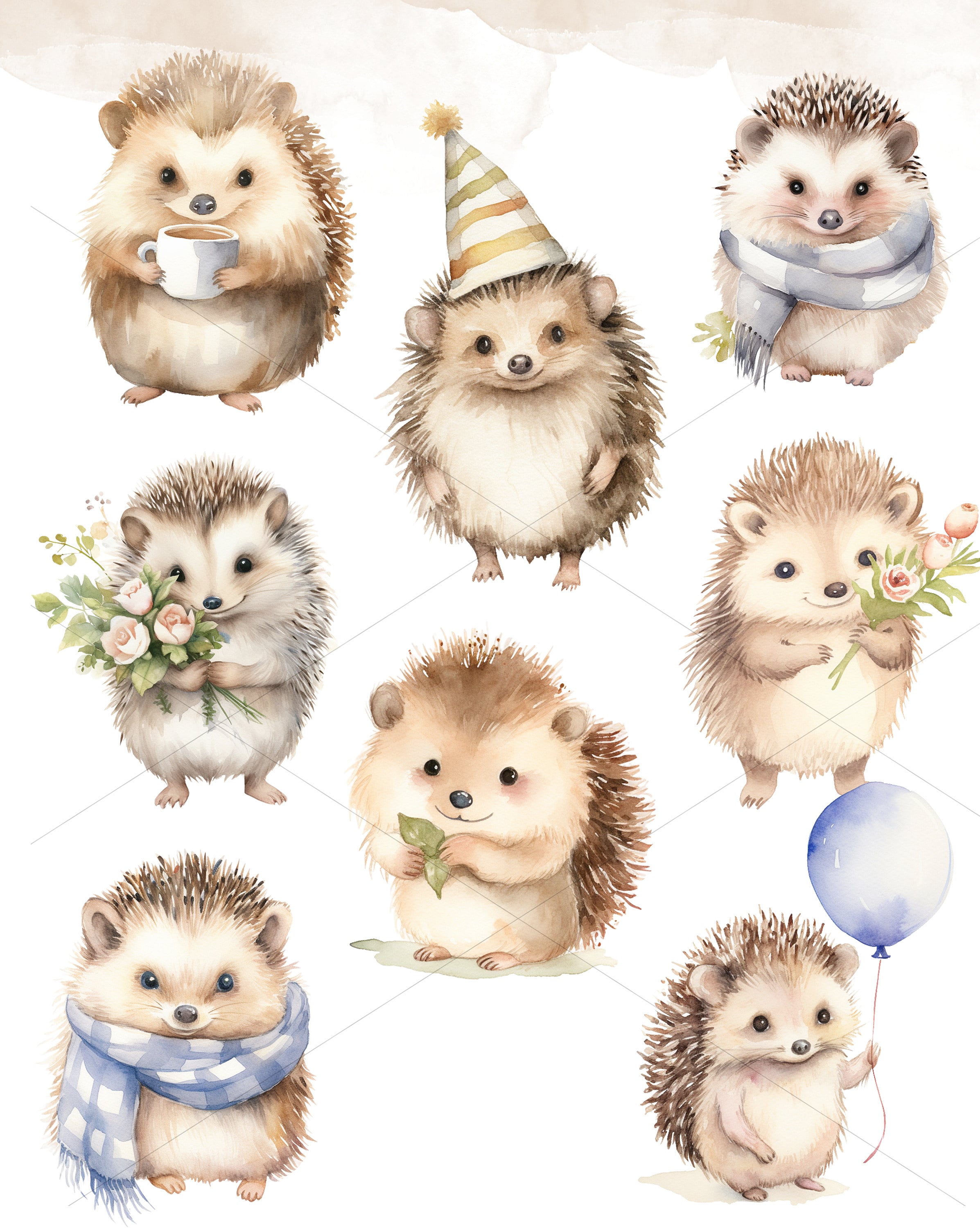 Watercolor Hedgehog Clipart, Cute Hedgehog PNG, Baby Hedgehog Clipart ...