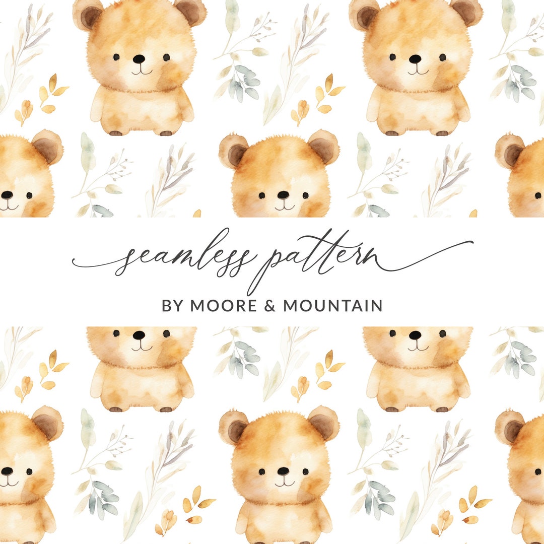 Adorable Teddy Bear Seamless Background Cute Bear, Baby Bear Cub ...