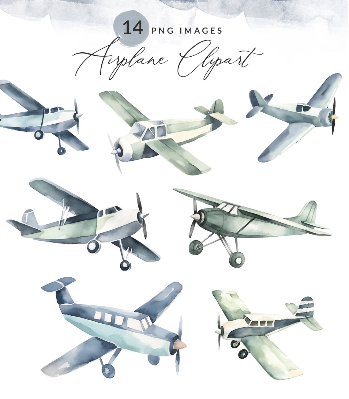 Watercolor Airplane Clipart Painted Airplane Clipart - Etsy