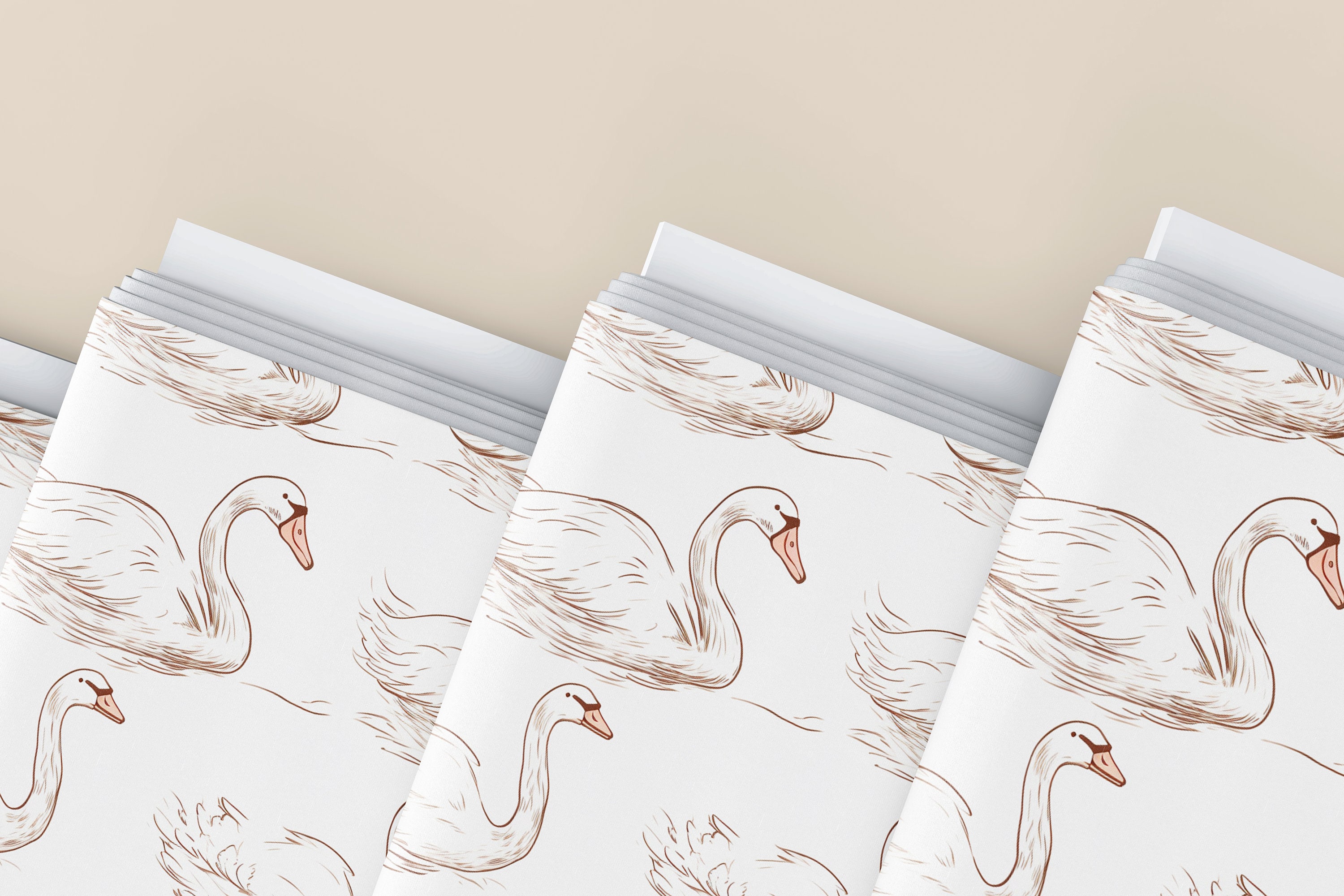 Seamless Swan Pattern Sketched Swans Seamless Background - Etsy