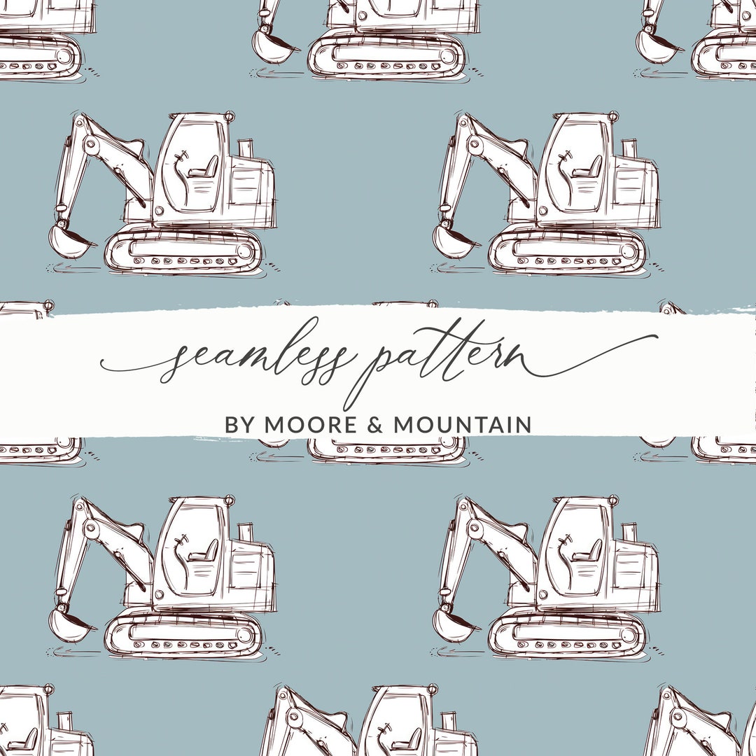 Seamless Construction Equipment Pattern, Cute Backhoe Pattern ...