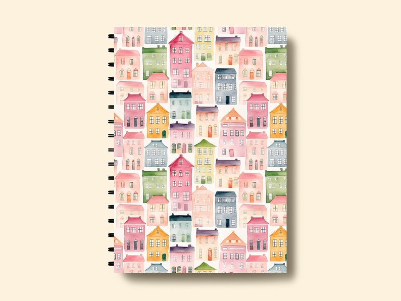 Watercolor Houses Seamless Background, Painted Houses Repeating Pattern ...