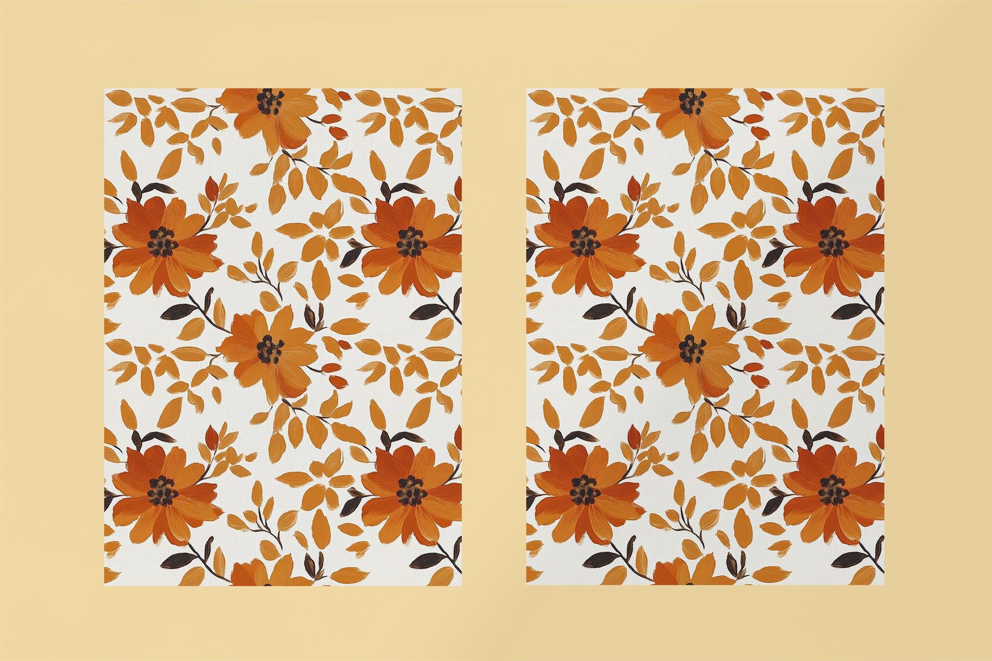 Gold Floral Seamless Pattern Autumn Floral Background PNG, Fall Gold ...