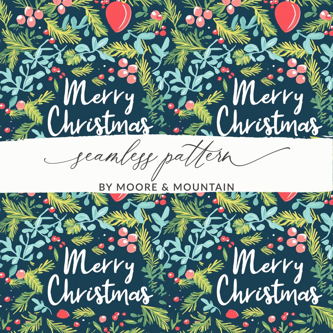 Merry Christmas Lettering Seamless Pattern With Merry Christmas Script ...