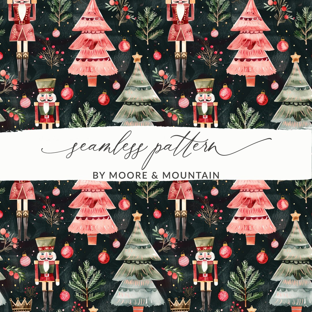 Dark Nutcracker Seamless Pattern Watercolor Nutcracker Seamless File Digital Background Painted ...