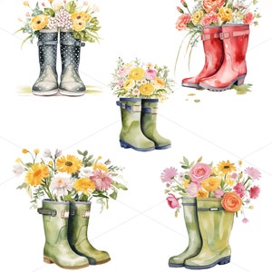 18 Watercolor Rainboots Clipart, Painted Rainboots Clip Art With ...