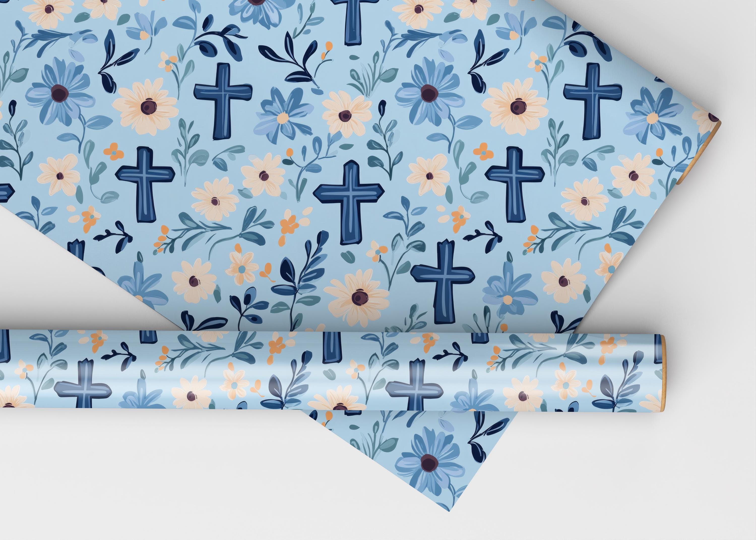 Light Blue Seamless Cross Background Pattern Blue Christian Cross ...
