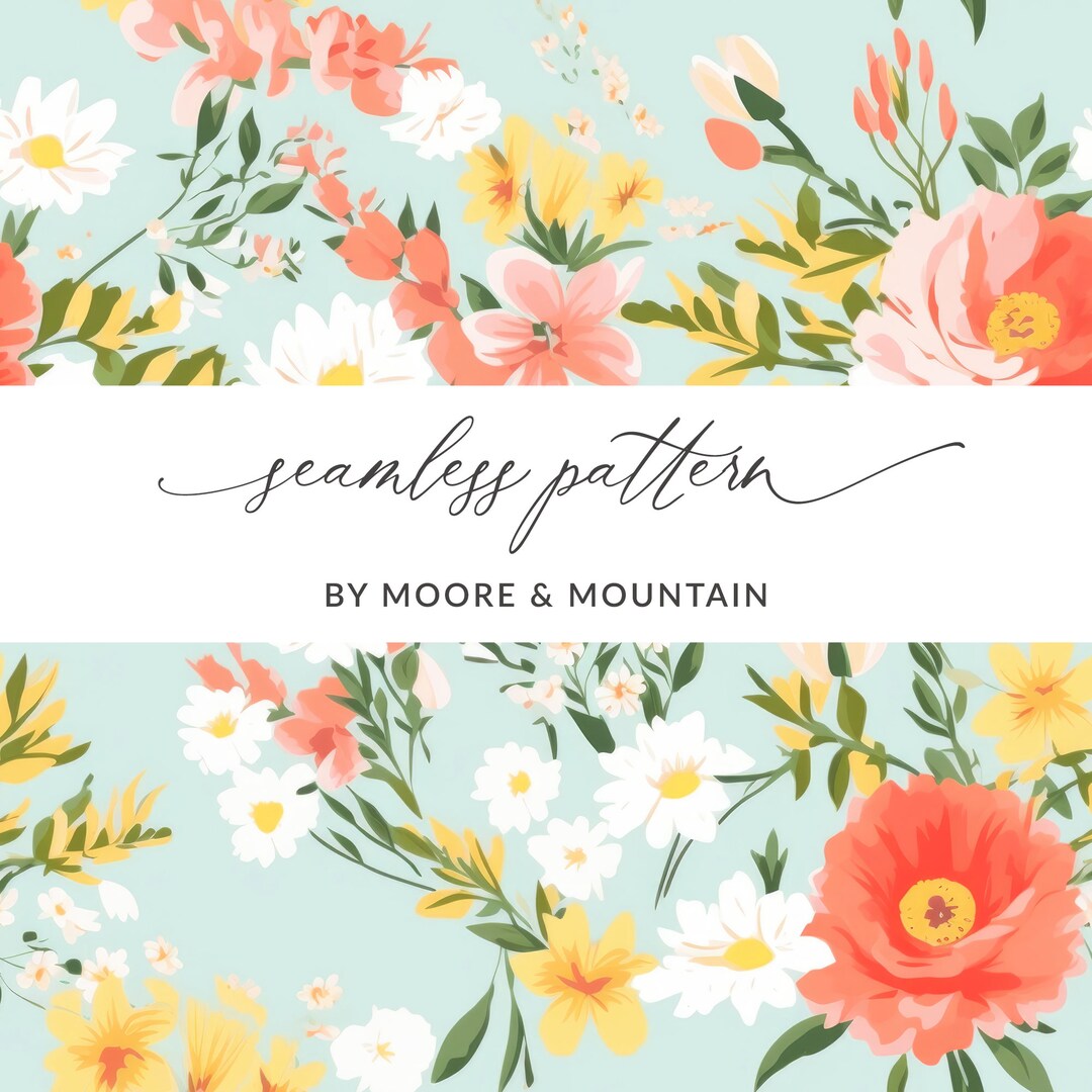 Pink and Mint Floral Seamless English Ditsy Floral Pattern, Cottagecore ...