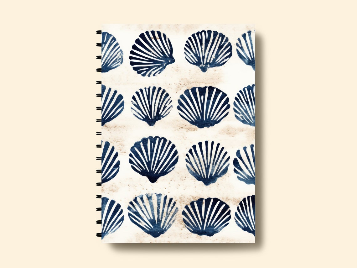 Seamless Seashell Background, Simple Blue Seashells Pattern, Repeating ...