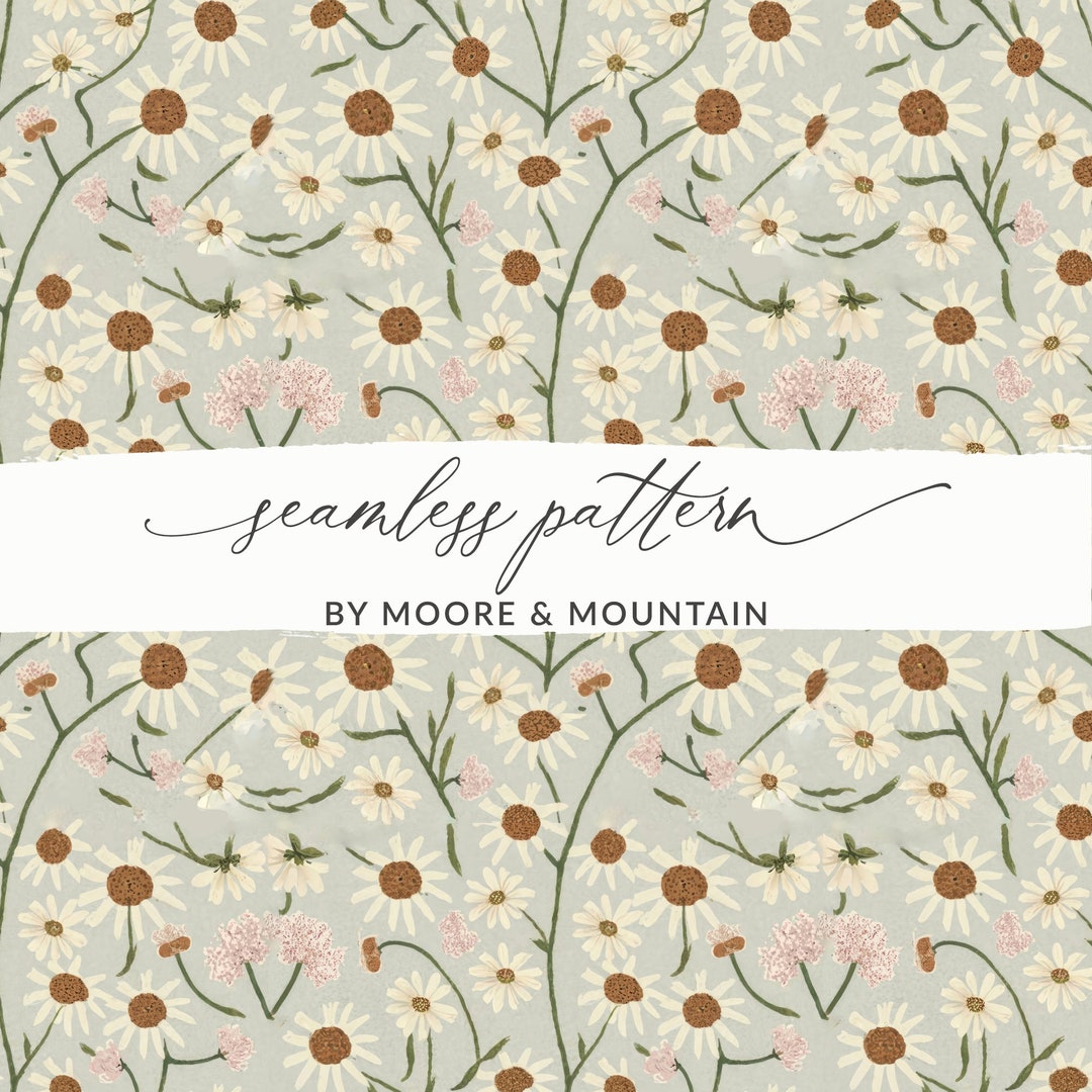 Cottagecore Daisy PNG Background, Cottagecore Seamless Floral PNG Daisy ...