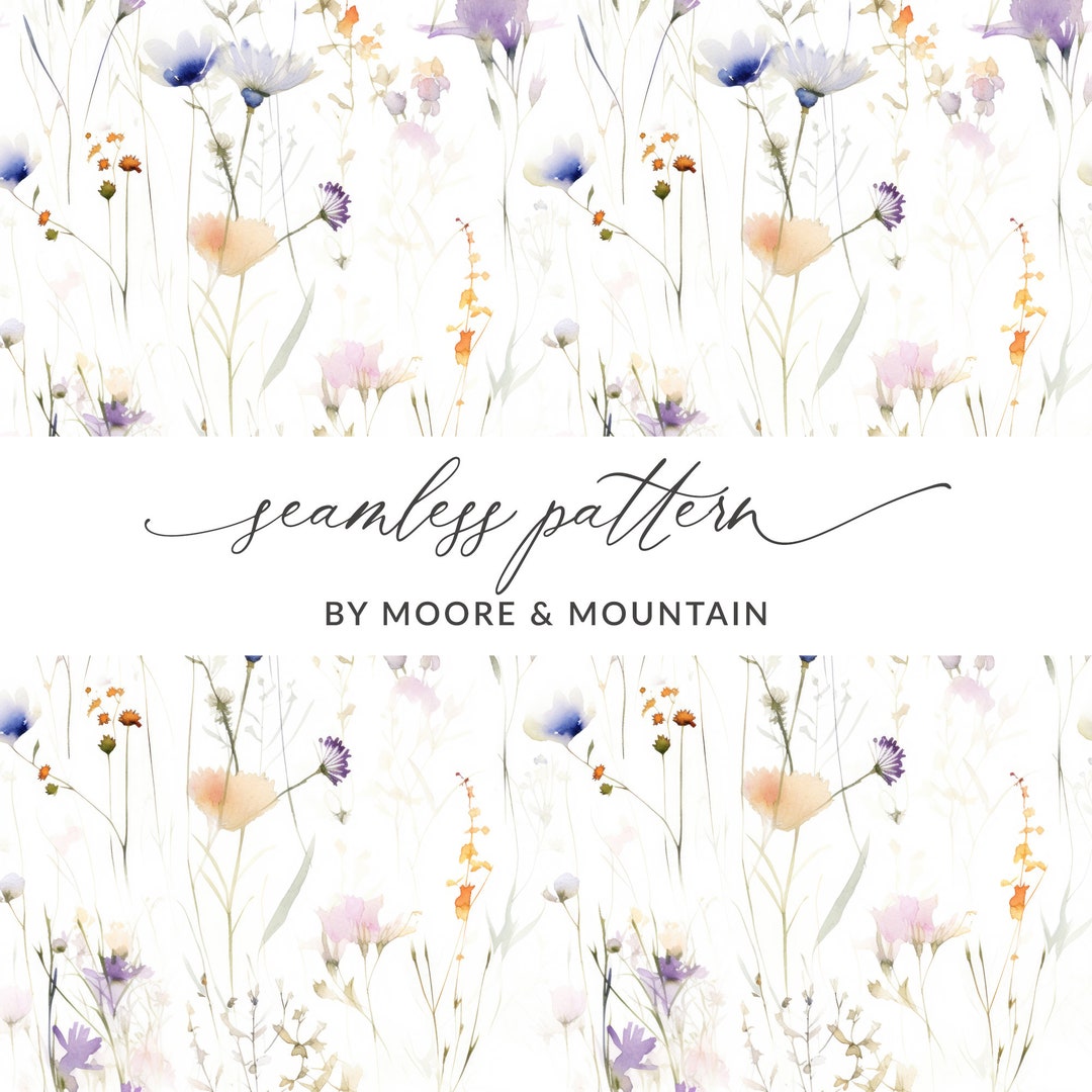 Boho Watercolor Wildflowers Pattern, Seamless Boho Wildflowers ...