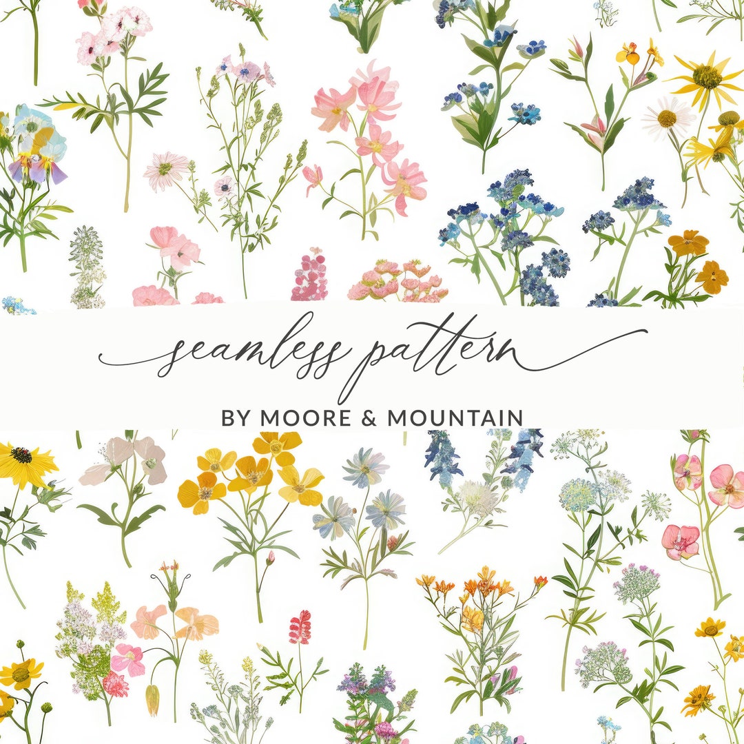 Spring Botanical Pattern, Seamless Botanical Wildflower Digital Paper ...