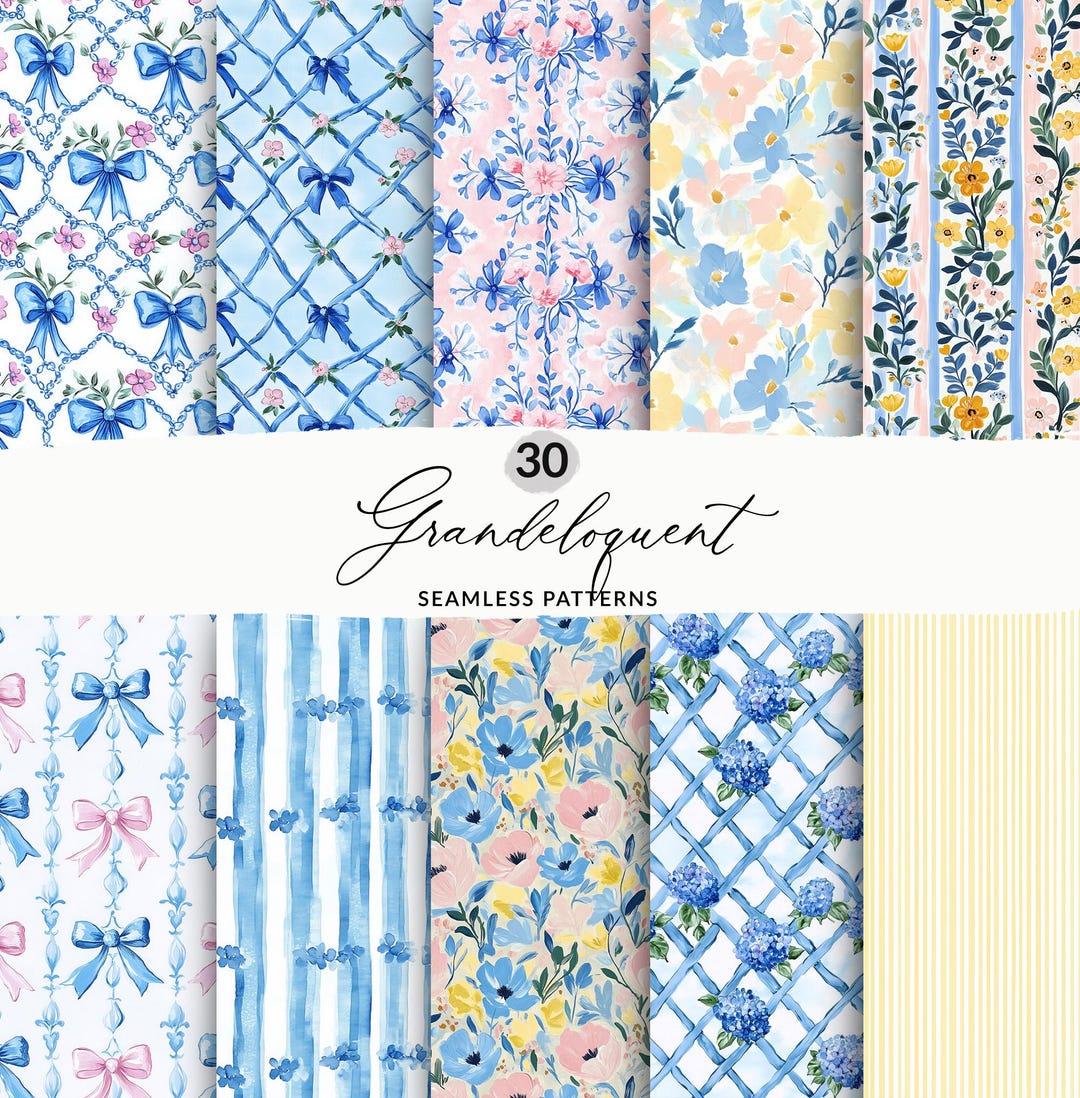 30 Seamless Baby Boy Background Pattern Pack, Grandmillennial Seamless ...