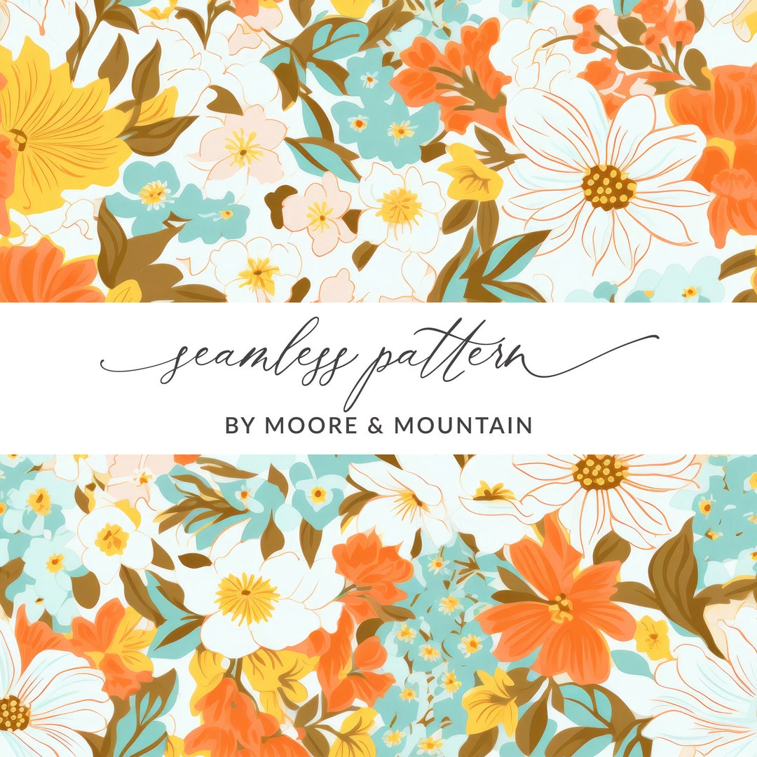 70s Floral Pattern, Seamless 70s Flower Pattern, 70s Seamless ...