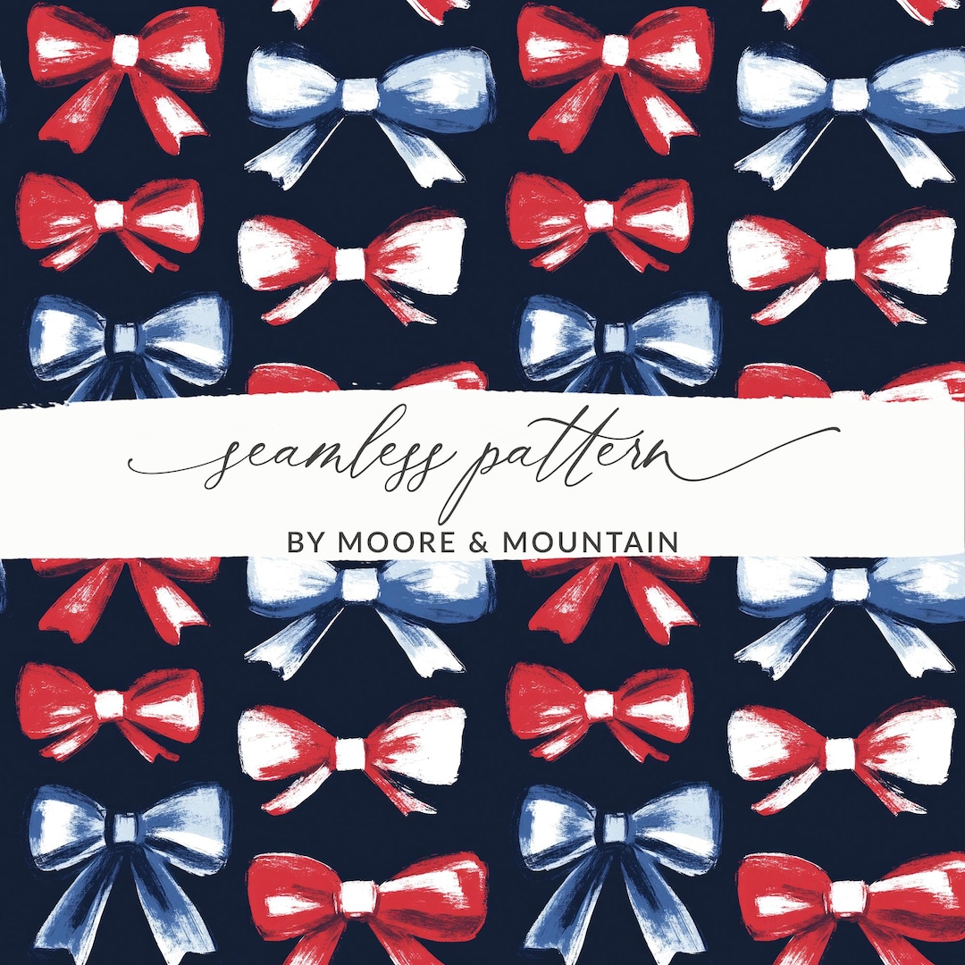 Red White and Blue Seamless Bow Pattern PNG, Patriotic Bows Seamless ...