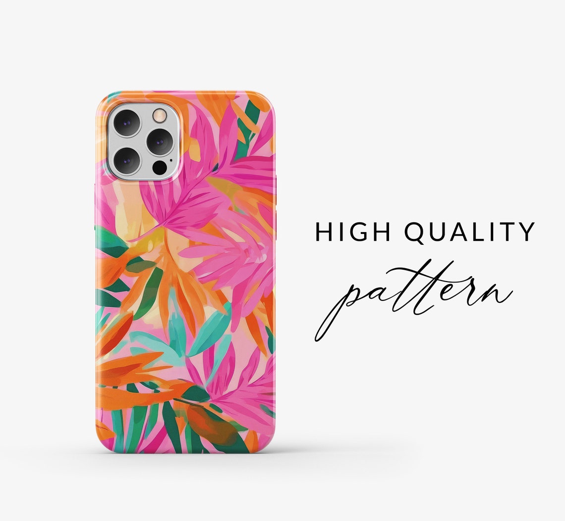 Preppy Palm Leaf Seamless Pattern Pink Tropical Leaves Background ...