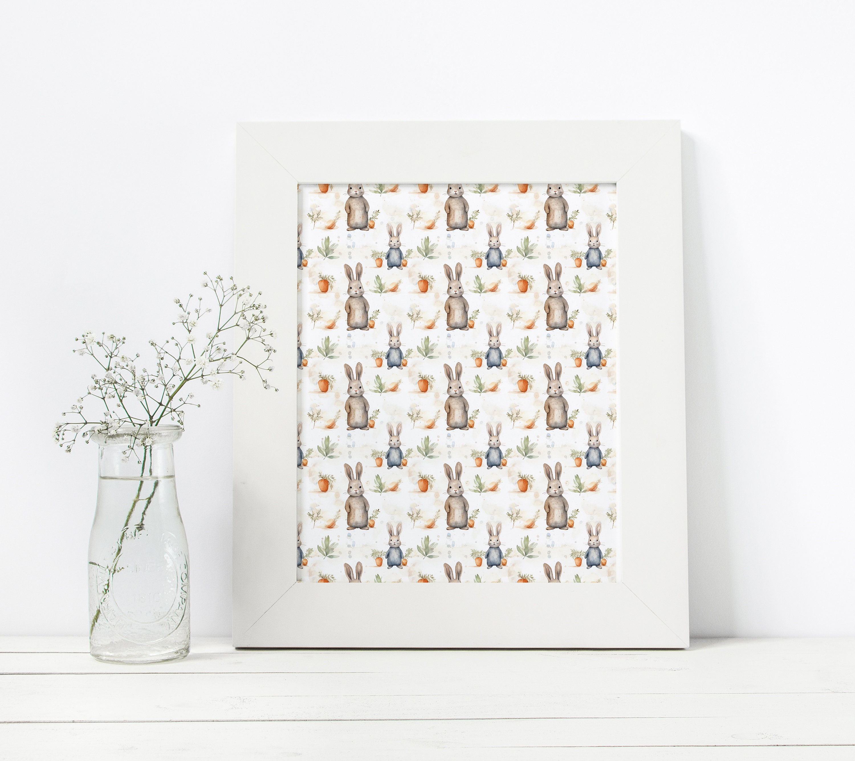 Cottagecore Bunny Seamless Spring Pattern, Rabbits and Carrots Spring ...