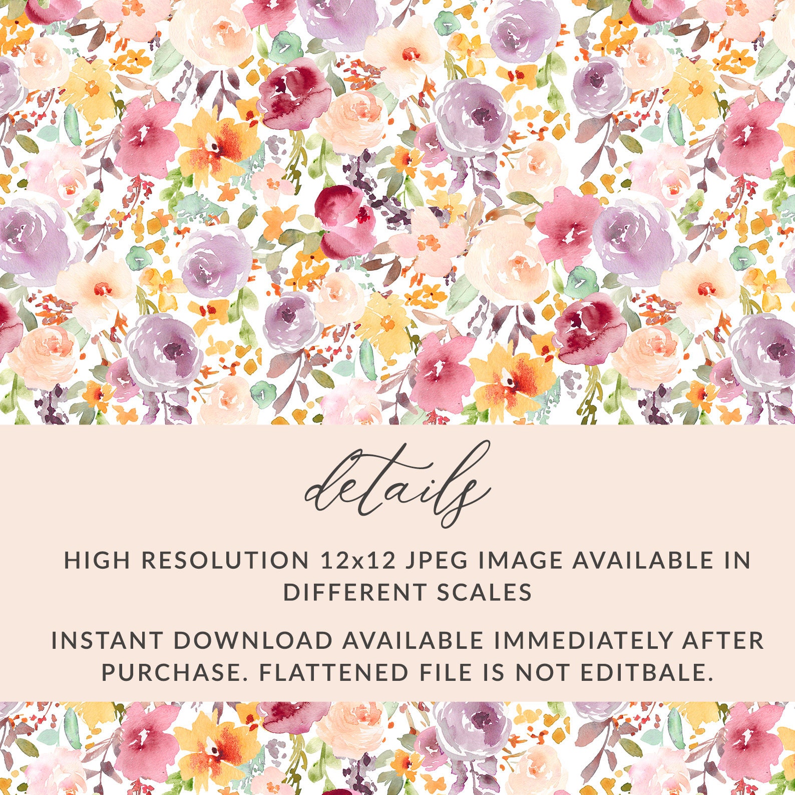 Watercolor Floral Seamless Pattern, Seamless Watercolor Flower ...