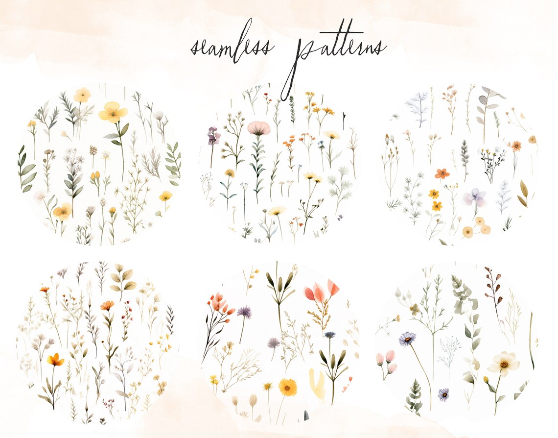 Dainty Wildflower Borders, Boho Wildflower Borders, Field Flowers ...